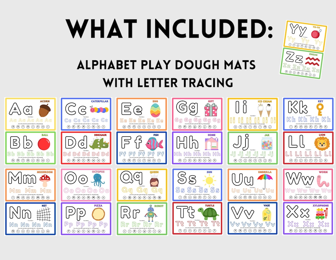 Counting and Alphabet Play Dough Mats Bundle | 3 Packs: Letters ...