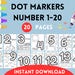 Numbers 1-20 Dot Markers Preschool Printable | Dab Markers Math ...