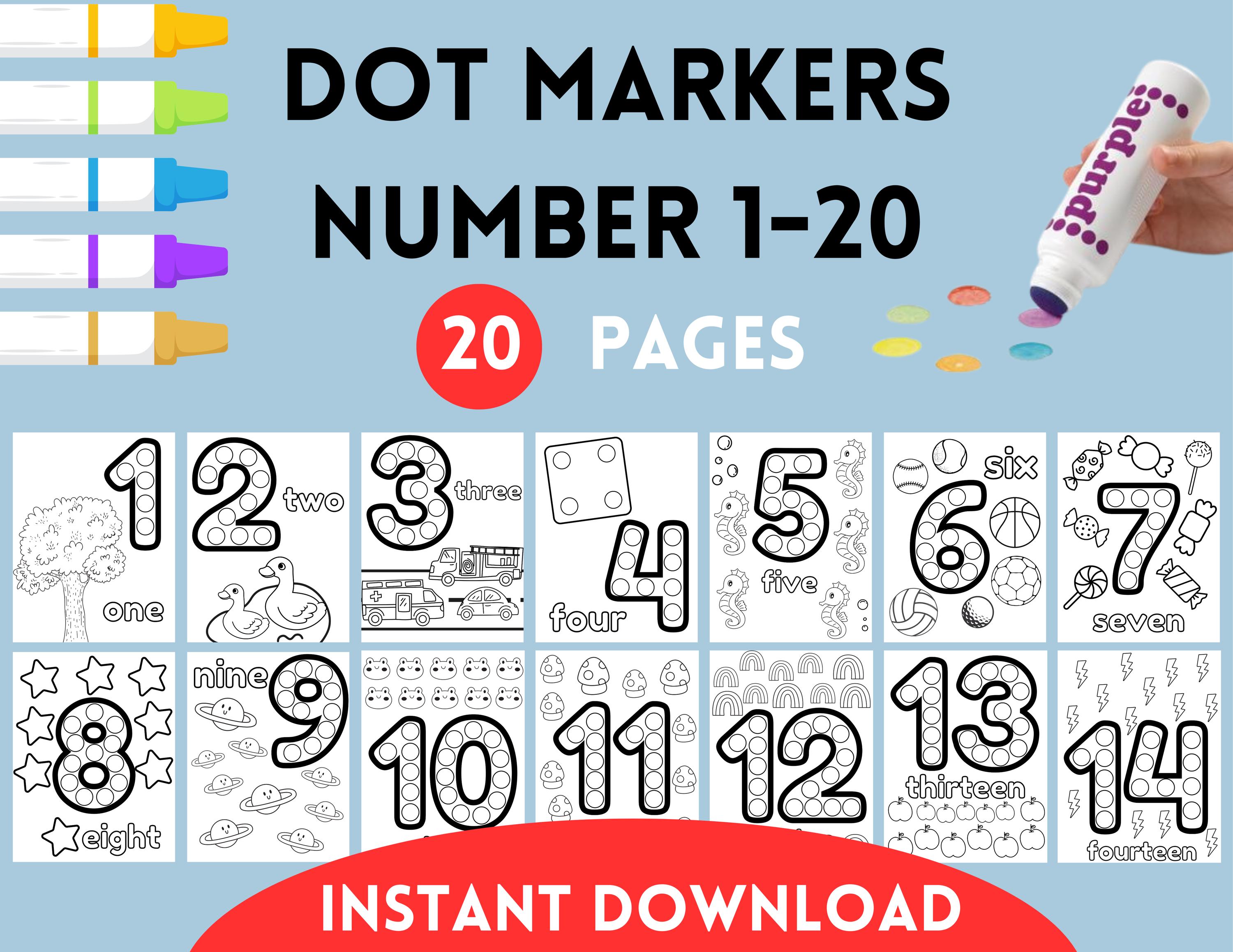 Numbers 1-20 Dot Markers Preschool Printable | Dab Markers Math ...