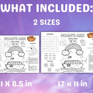 Noah's Ark Bible Stories Activity Placemat Kids Table Coloring Pages ...