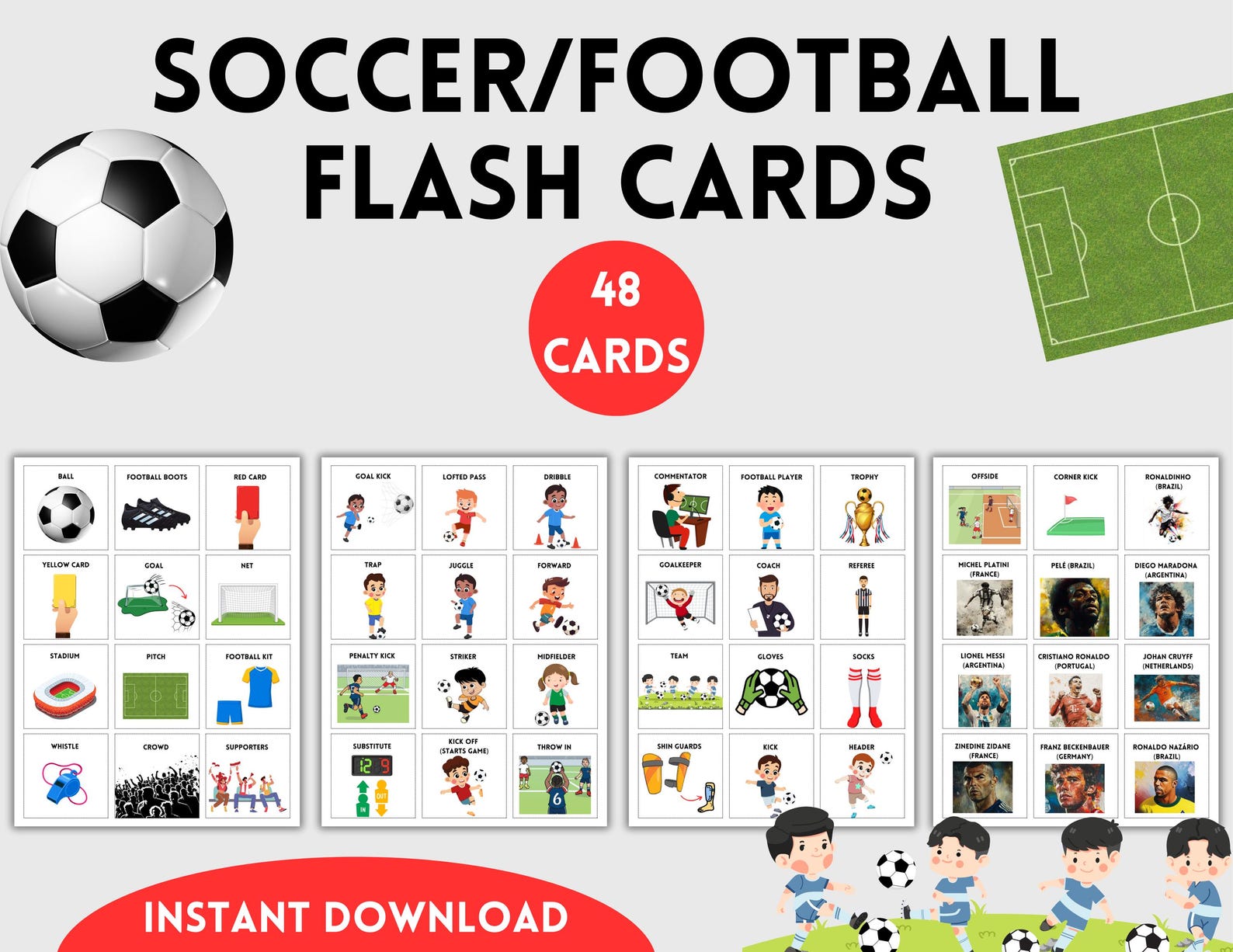 Soccer Flash Cards for Toddlers | Preschool Homeschool Starter Kit for ...