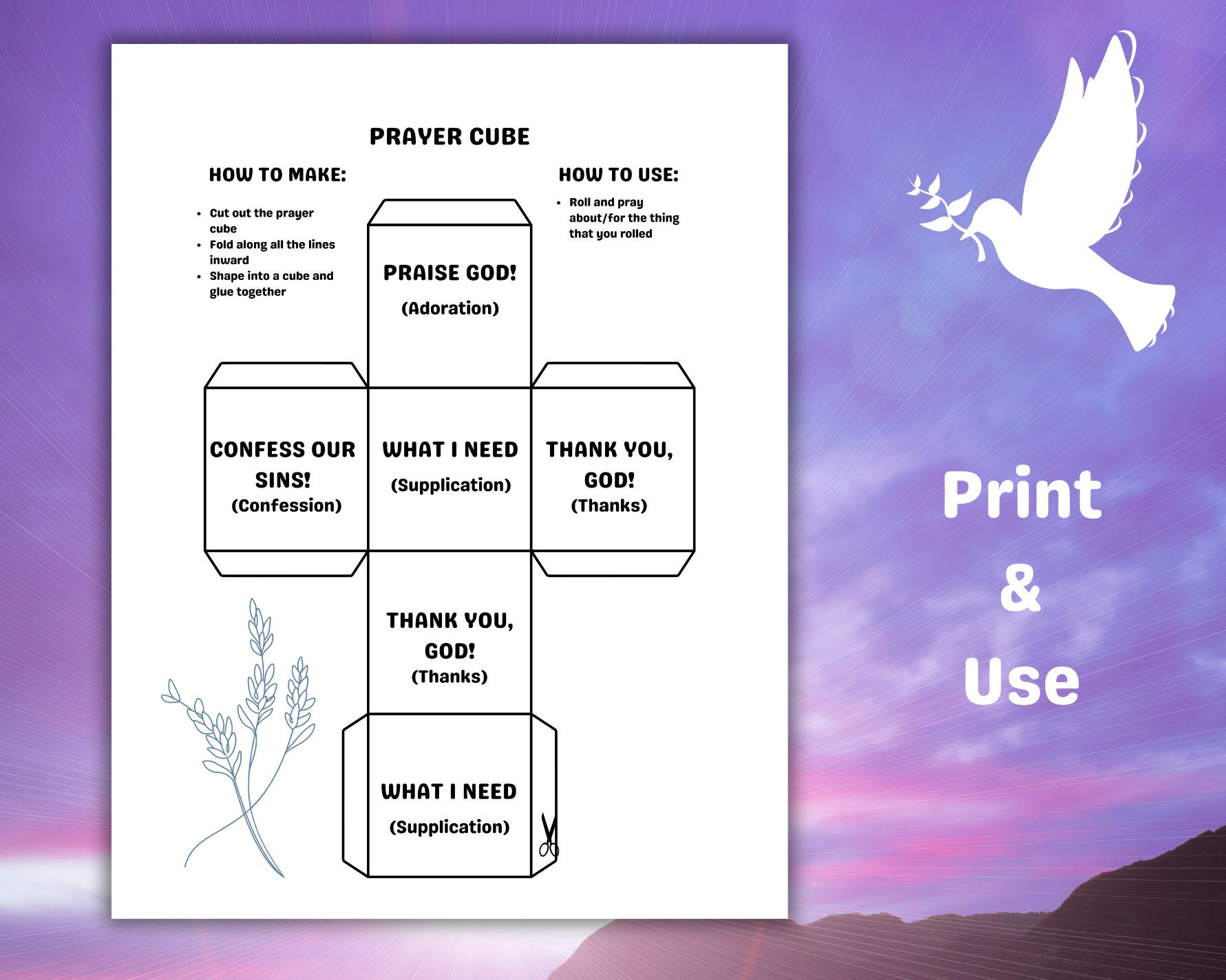 Prayer Cube Prayer Craft Prayer Cube for Kids Prayer Game Prayer ...