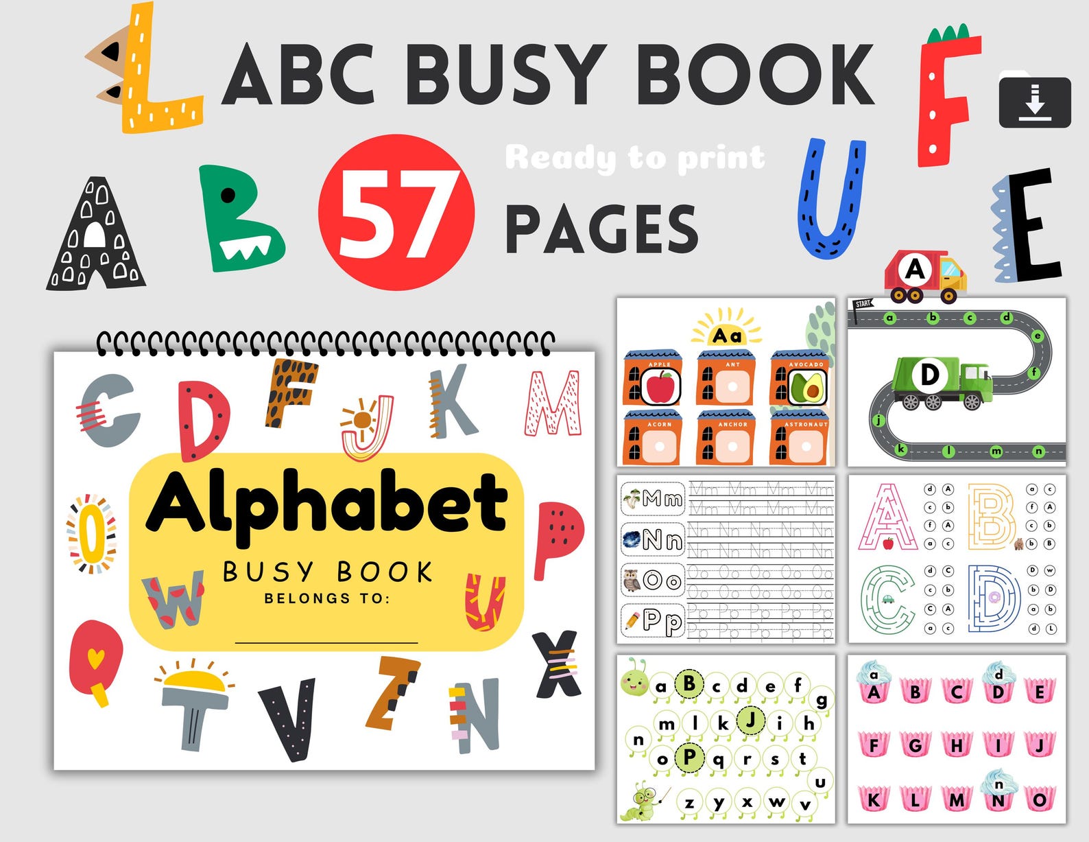 ABC Alphabet Busy Book for Toddlers | First Letter Matching, Tracing ...