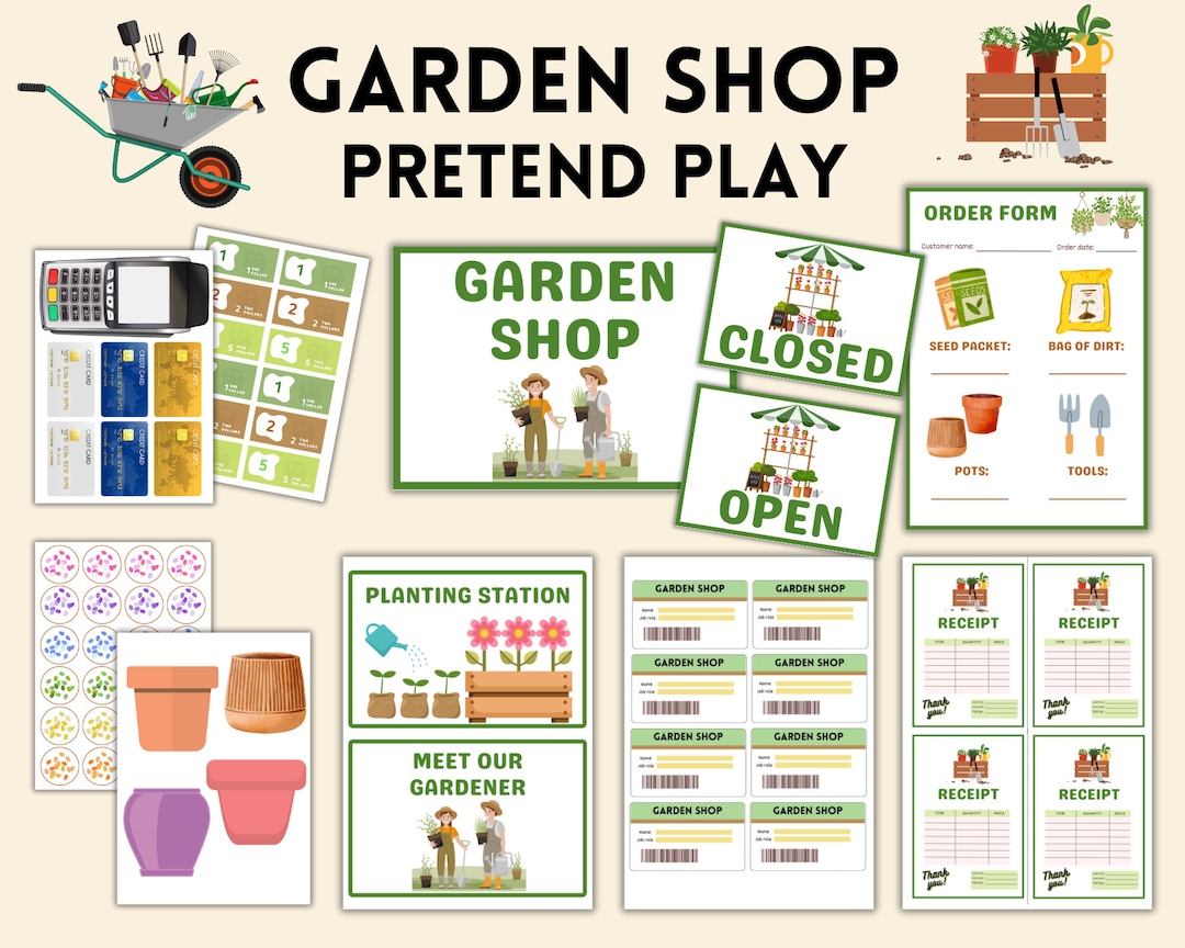 Garden Shop Pretend Play Printables, Gardening Dramatic Play, Play ...