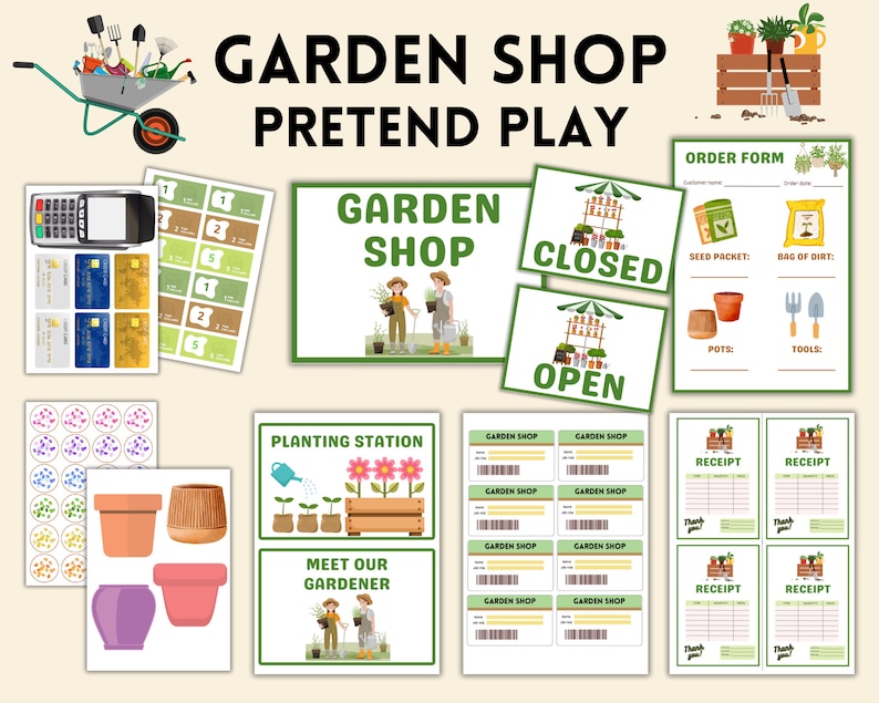 Garden Shop Pretend Play Printables, Gardening Dramatic Play, Play ...