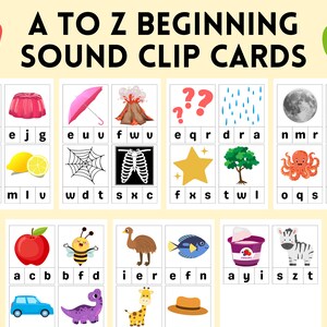 A to Z Beginning Sounds Clip Cards, Preschool Printable, Kindergarten ...
