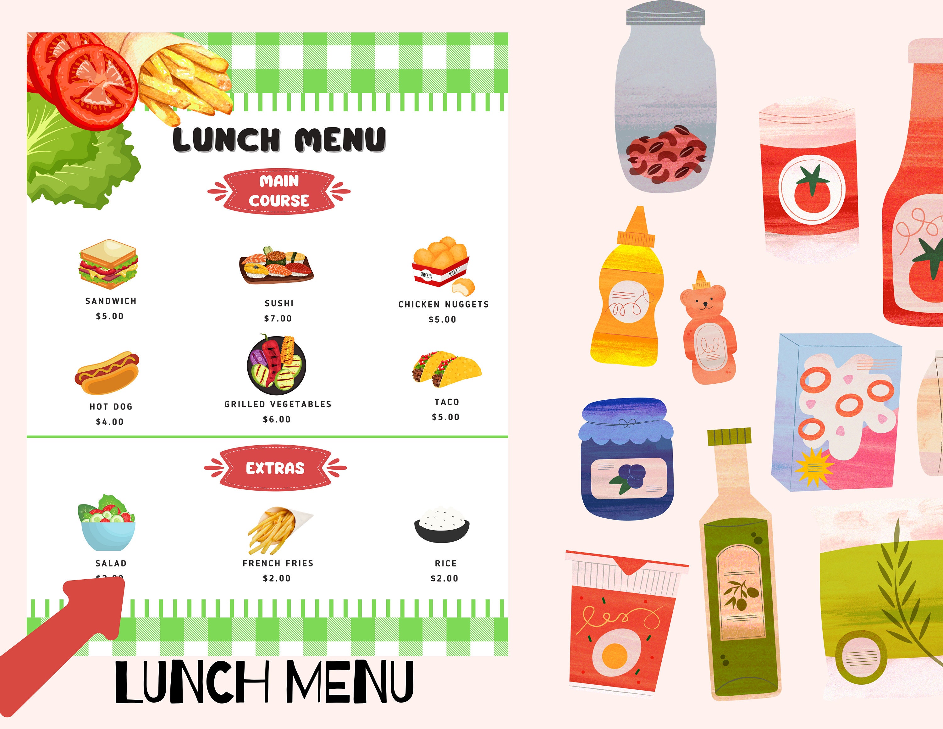 Pretend Play Restaurant Menu Printable, Kids Kitchen Play Menus, Kids ...