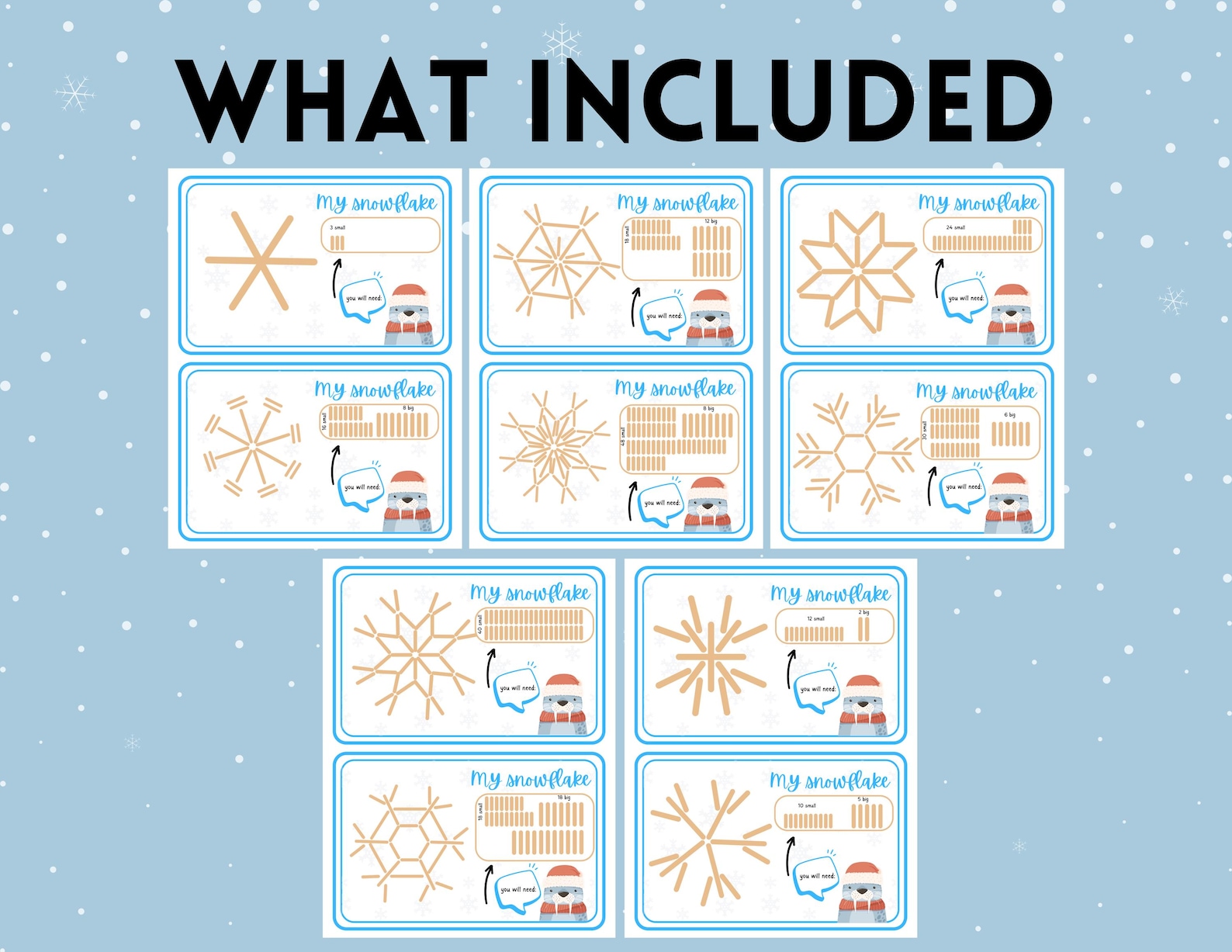 Snowflake Popsicle Stick Activity | Winter Game & Christmas Crafts ...
