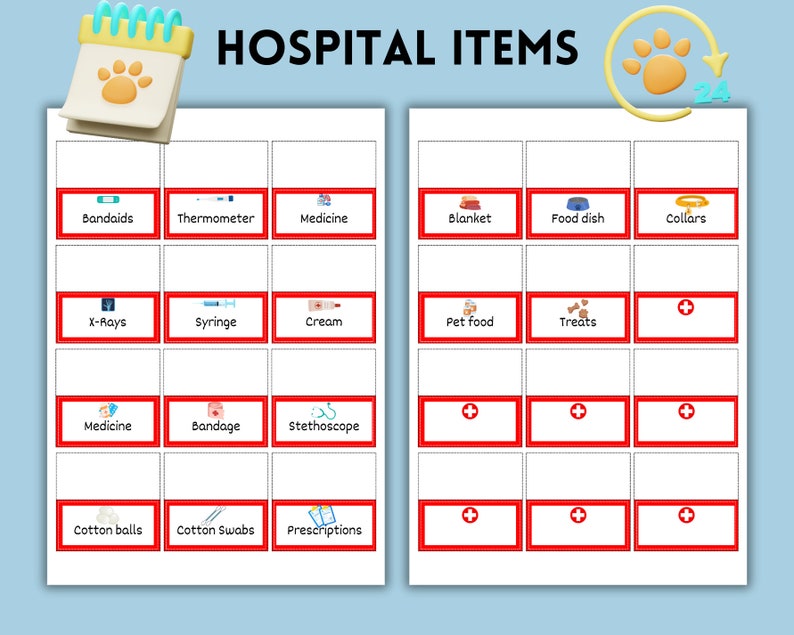 Vet Clinic Pretend Play Printable, Vet Dramatic Play Printable, Kids ...