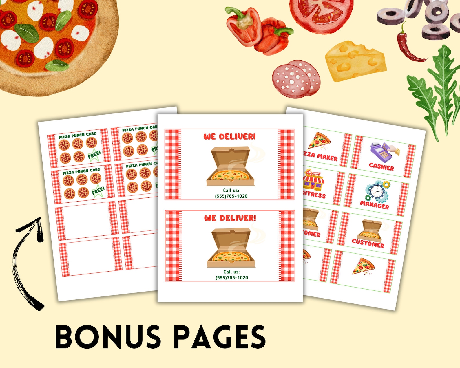 Kid Pretend Play Pizza Menu, Pizza Pretend Play, Pizza Dramatic Play ...