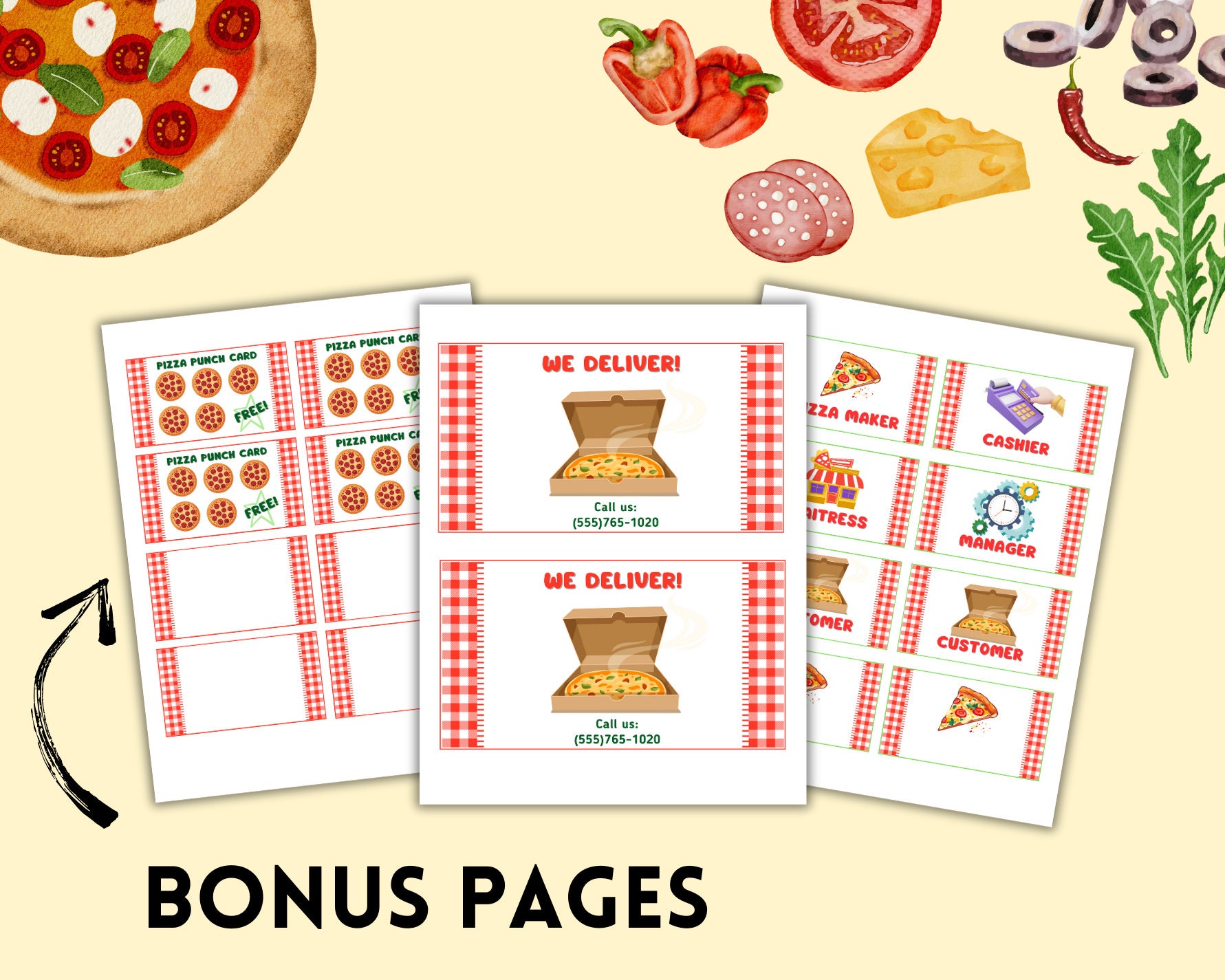 Kid Pretend Play Pizza Menu, Pizza Pretend Play, Pizza Dramatic Play ...