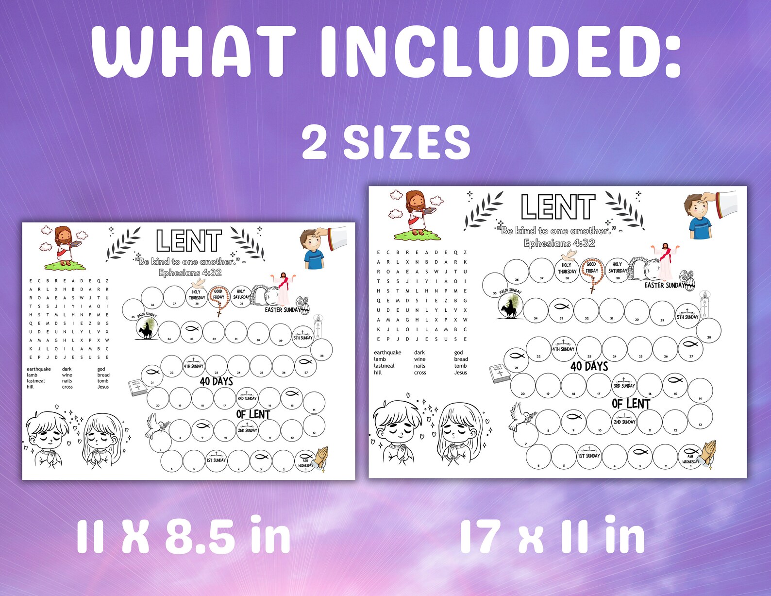 Lent Bible Activity Coloring Placemat, Easter Sunday School Activity ...