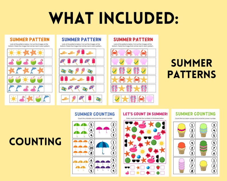 Summer Bundle, Preschool Worksheet, Preschool Printable, Montessori ...