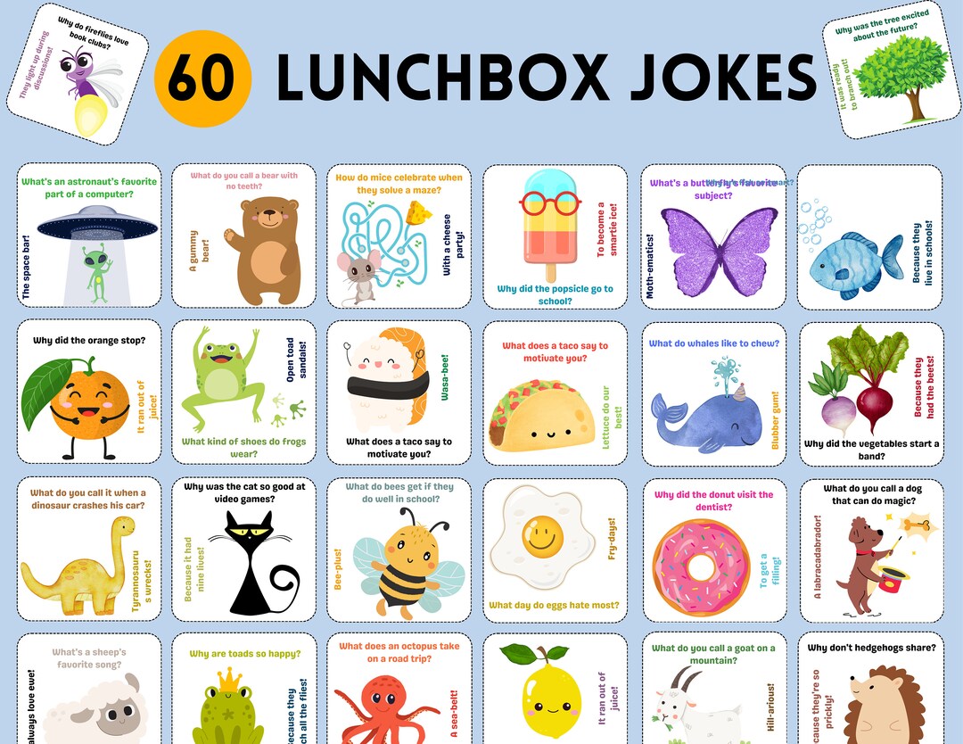 Lunchbox Jokes Cards Printable Kids Activity Learning PDF - Etsy