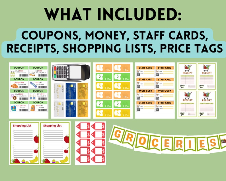 Shopping List Grocery Game, Grocery Store Pretend Play, Homeschool ...
