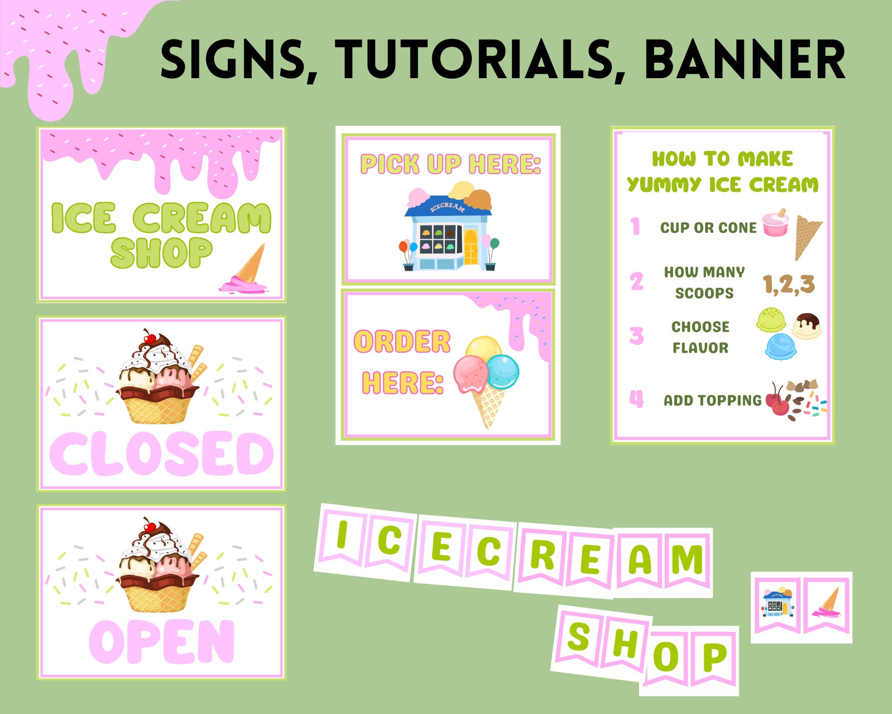 Ice Cream Shop Pretend Play Printable, Dramatic Play, Preschool ...