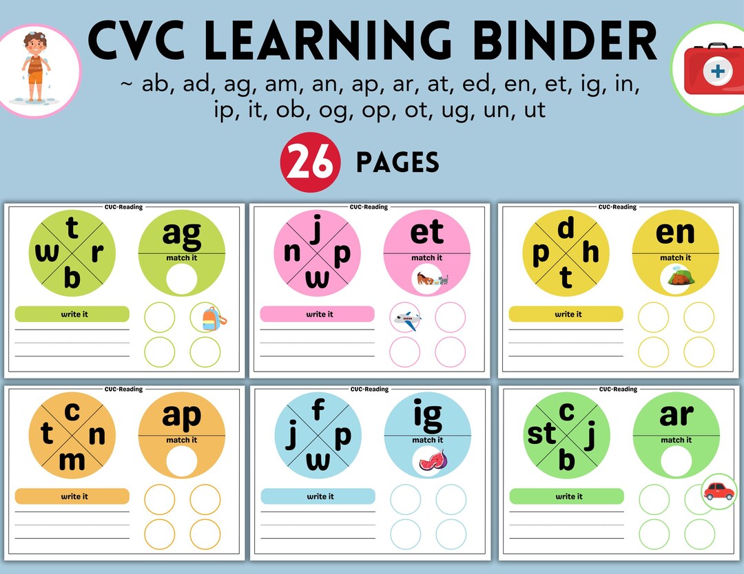 CVC Word Families Printable for Kindergarten | Homeschool Phonics ...