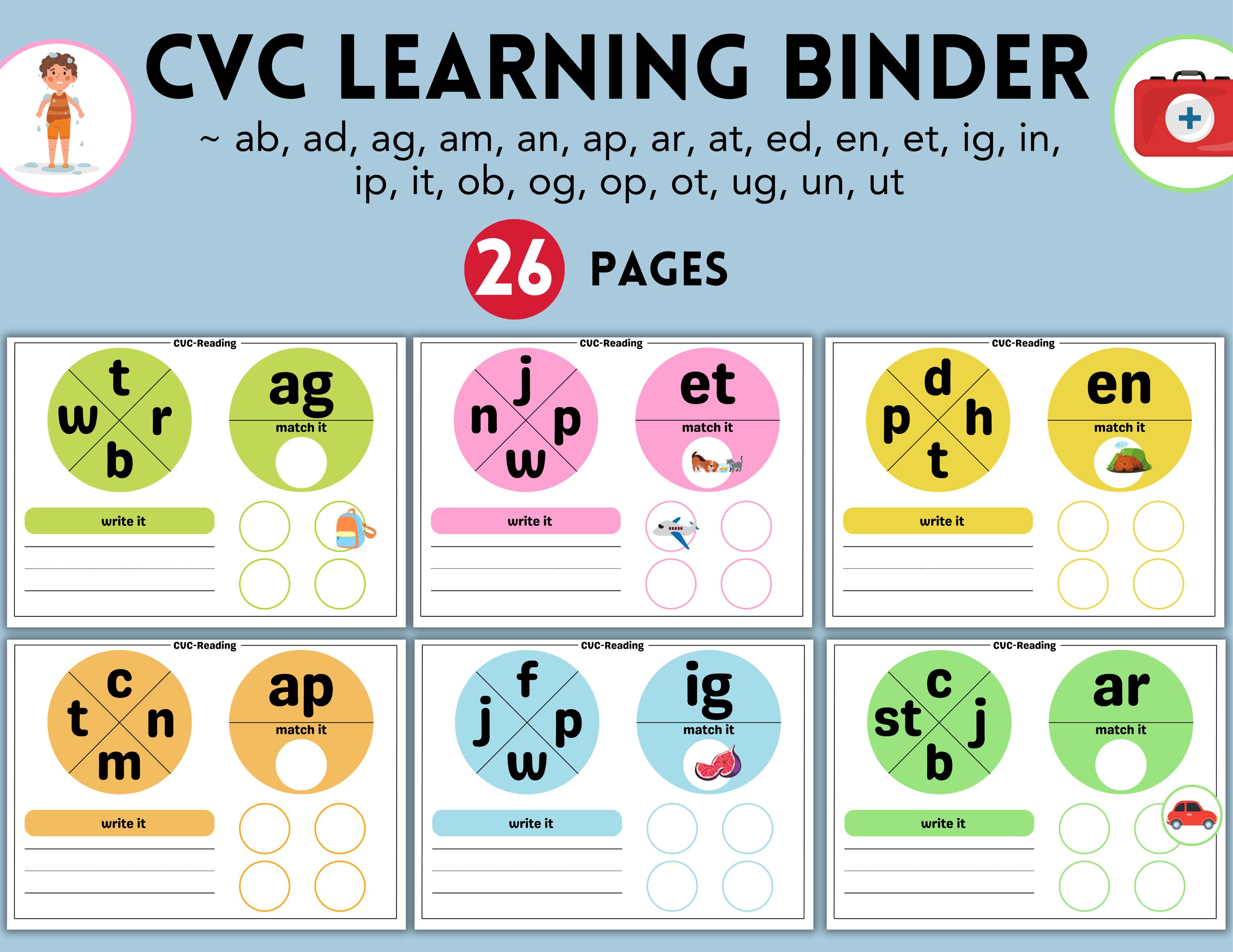 CVC Word Families Printable for Kindergarten | Homeschool Phonics ...