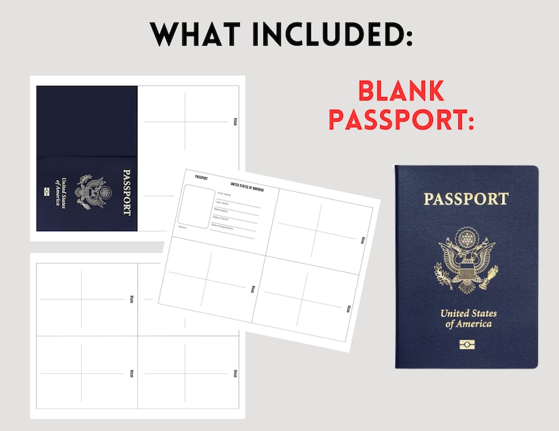 Pretend Play Travel, Printable US Passport for Kids, Boarding Pass ...