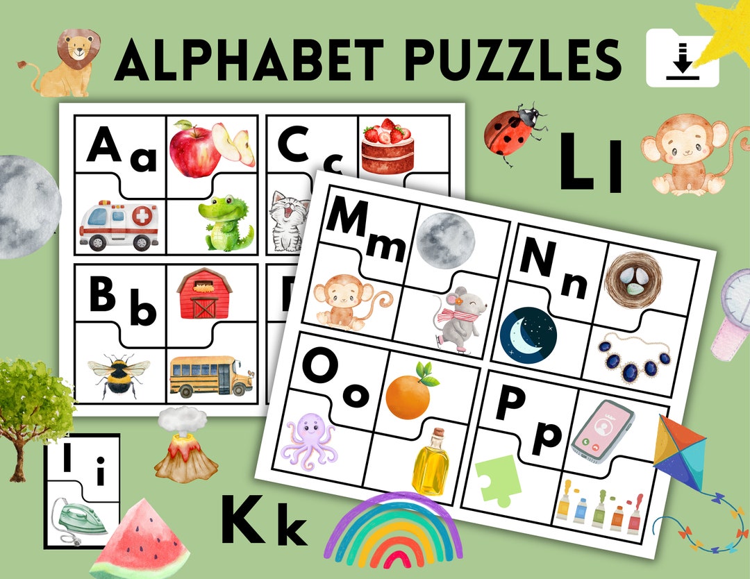 Alphabet Puzzles, Activity for Kids, Preschool Worksheet, Preschool ...