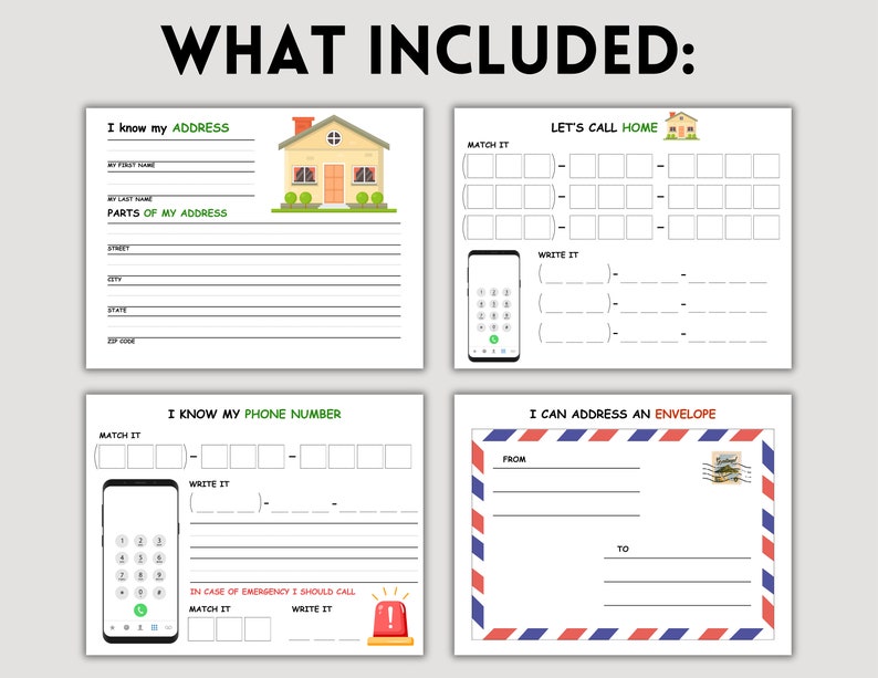 Address and Phone Number Practice Activity, I Know My Home Address ...