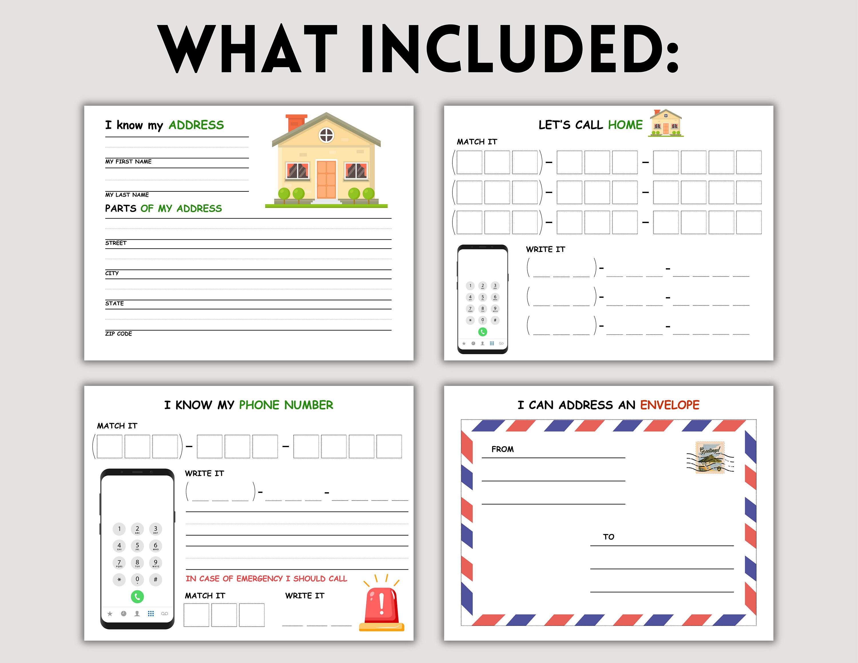 Address & Phone Number Learning Game, Printable Life Skills (digital ...