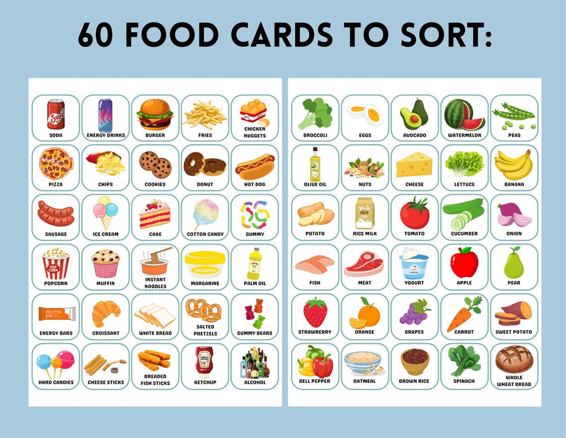 Healthy or Unhealthy Food Sorting Game, Busy Book Pages, Toddler ...