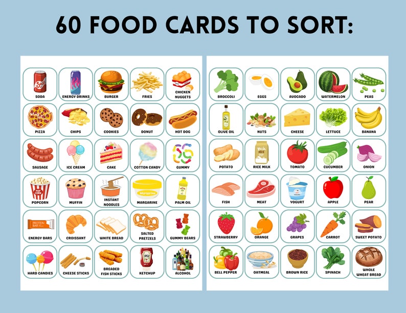 Healthy or Unhealthy Food Sorting Game, Busy Book Pages, Toddler ...