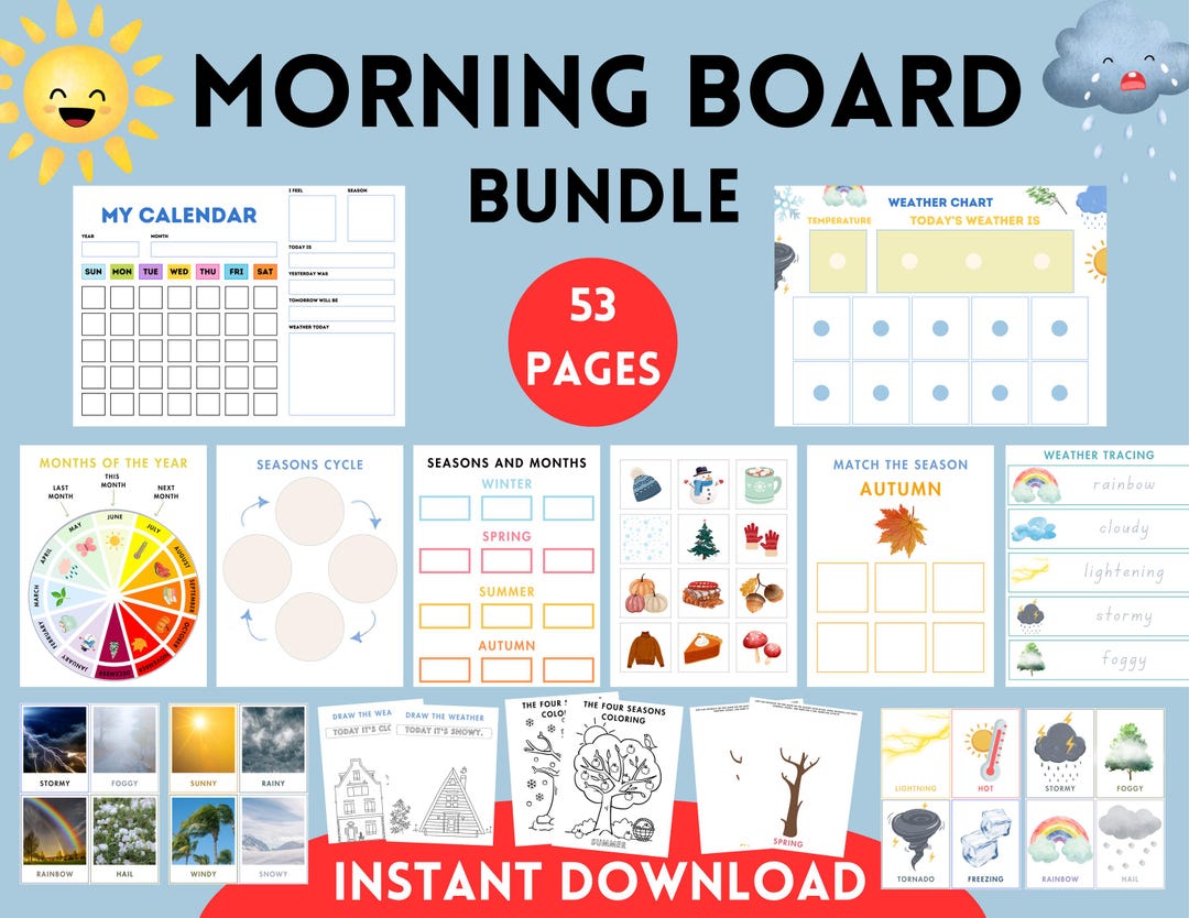 Morning Board Printable | Perpetual Calendar Circle Time | Preschool ...