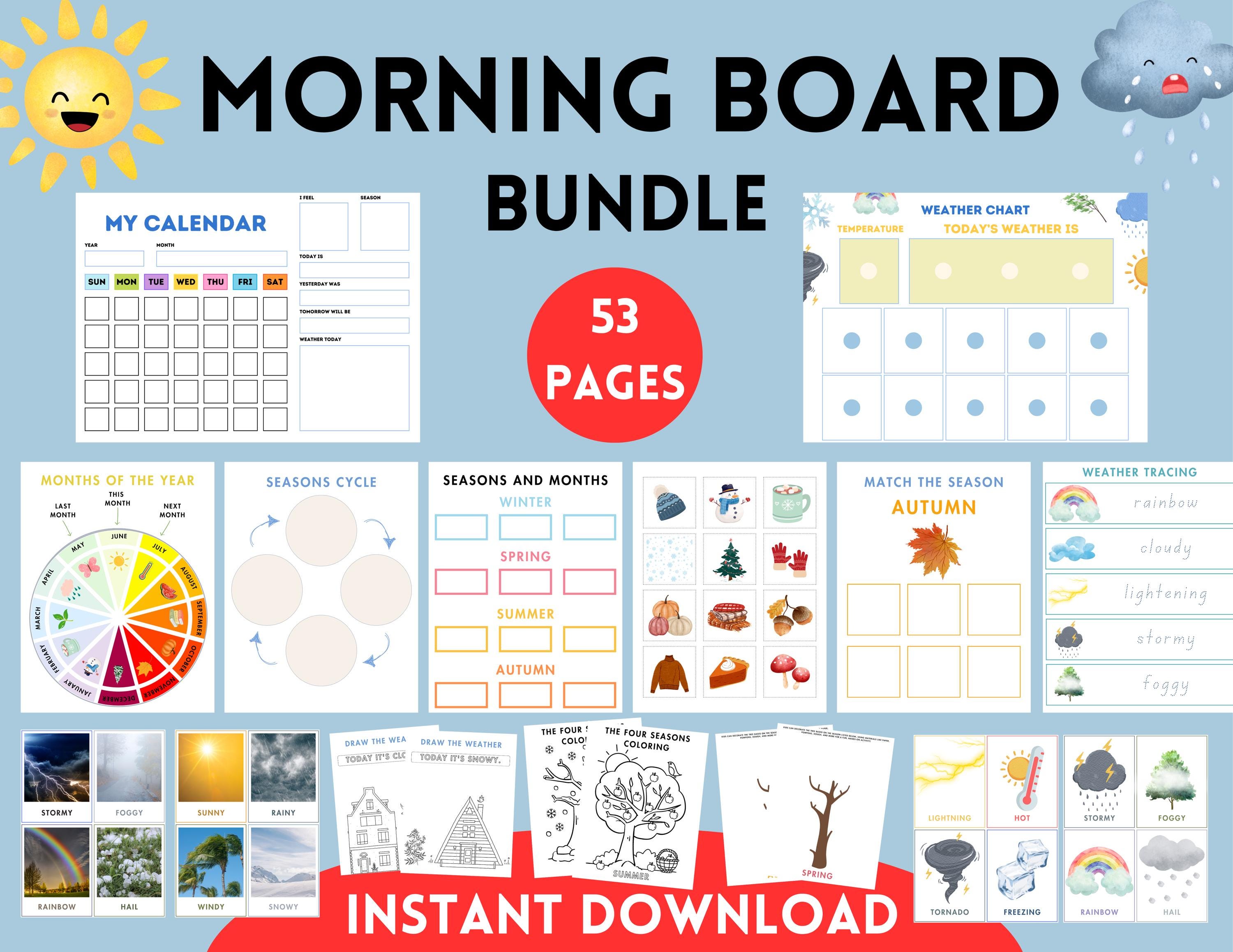 Morning Board Printable | Perpetual Calendar Circle Time | Preschool ...