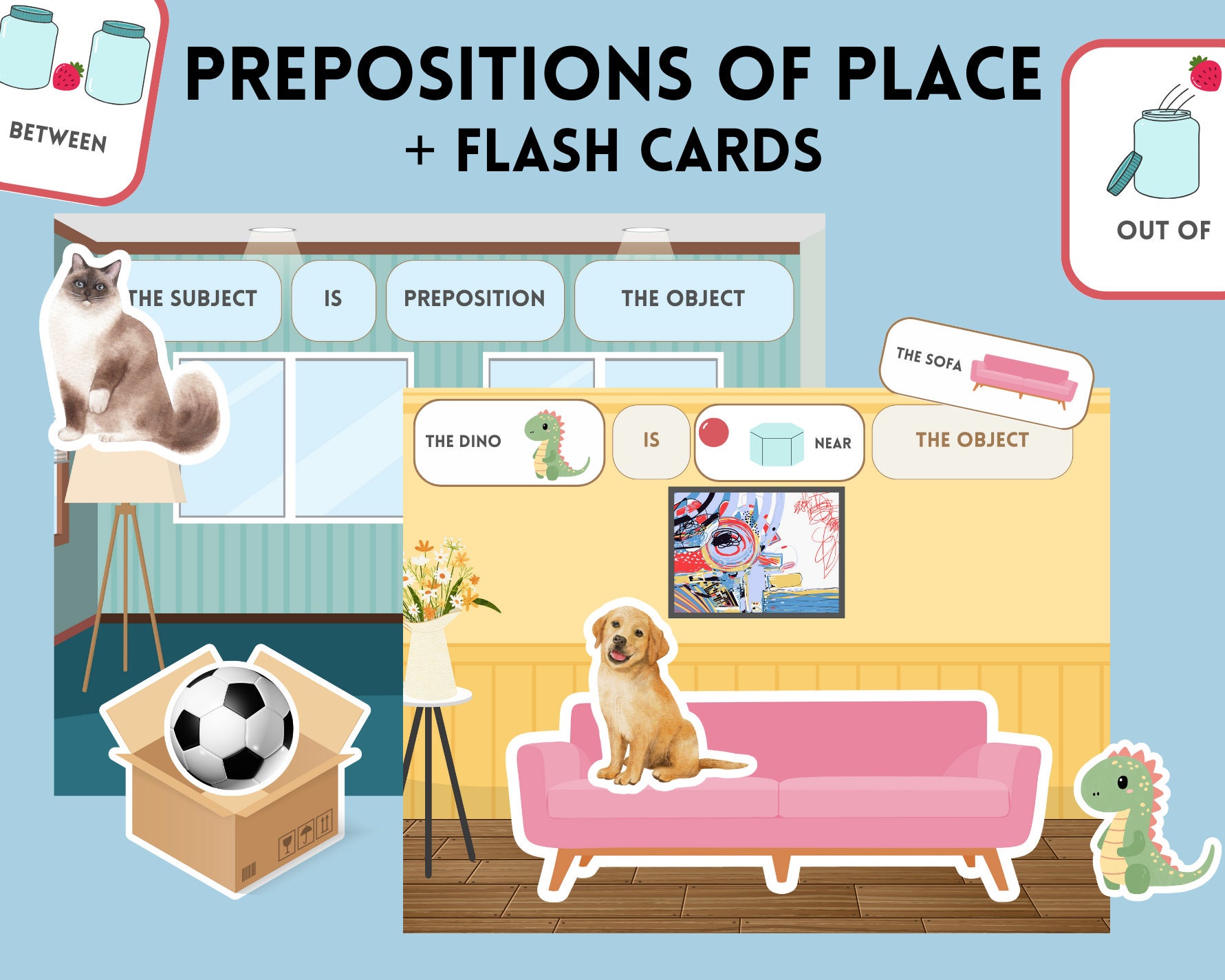 Prepositions Activity, Prepositions Flash Cards, Grammar for Kids ...