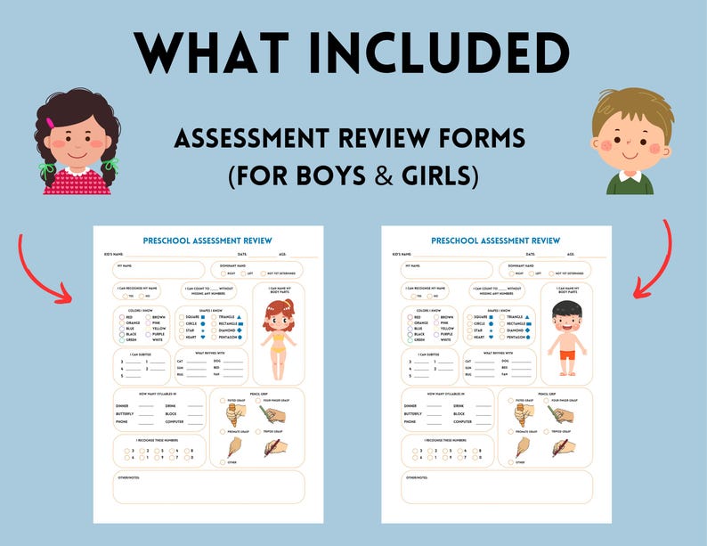 Preschool Assessment Progress Tracking Printable Kids Activity Learning ...