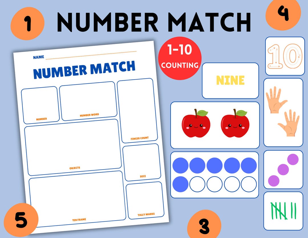 Numbers 1-10 Matching and Counting Activity | Preschool Math Number ...