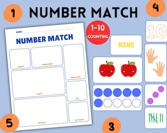 Numbers 1-10 Matching,number Sense,counting Activity,preschool Math ...