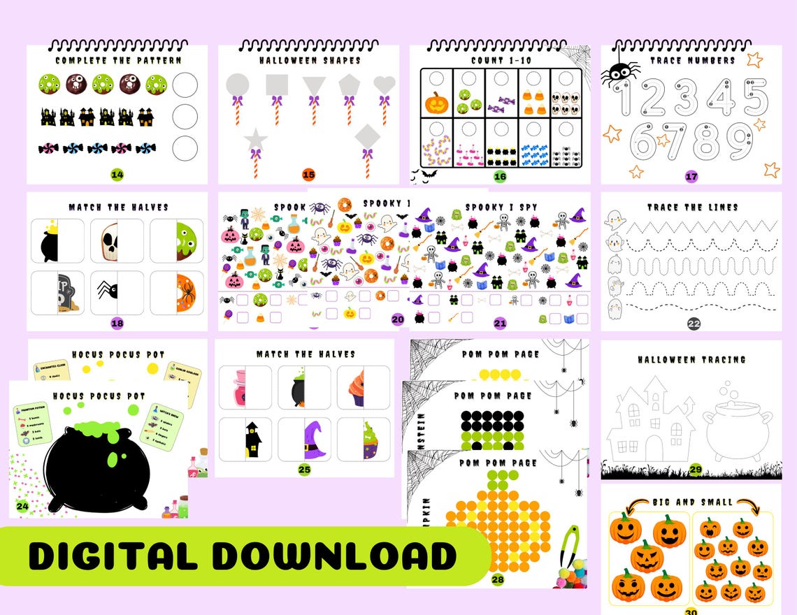 Halloween Busy Book Printable | Toddler Learning Book | Halloween ...