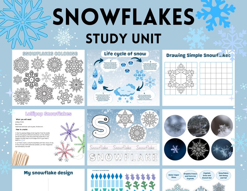 Snow Unit Study & Snowflakes Printable Bundle | Winter Homeschool ...