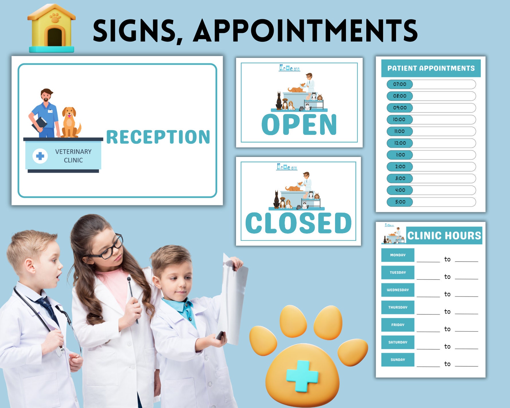 Vet Clinic Pretend Play Printable, Vet Dramatic Play Printable, Kids ...