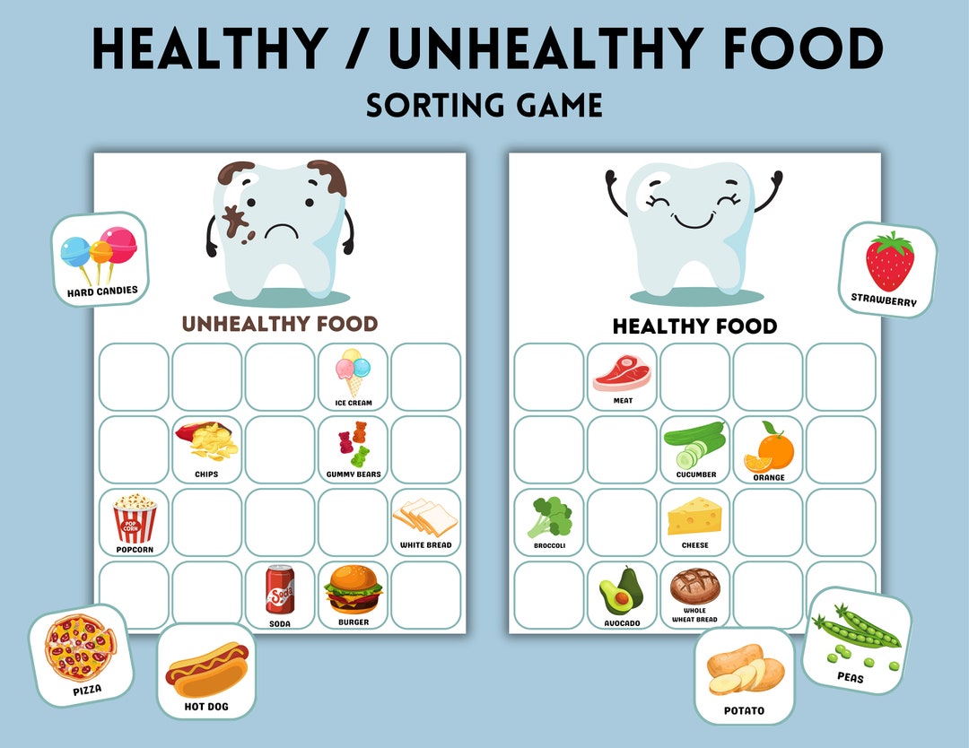 Healthy or Unhealthy Food Sorting Game, Busy Book Pages, Toddler ...