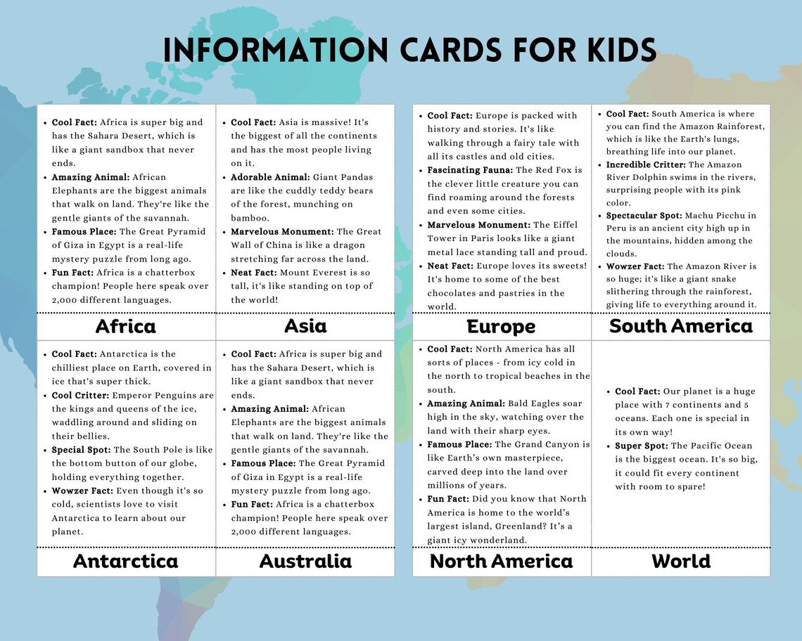 7 Continents Montessori Three-part Cards | World Map and Continent ...