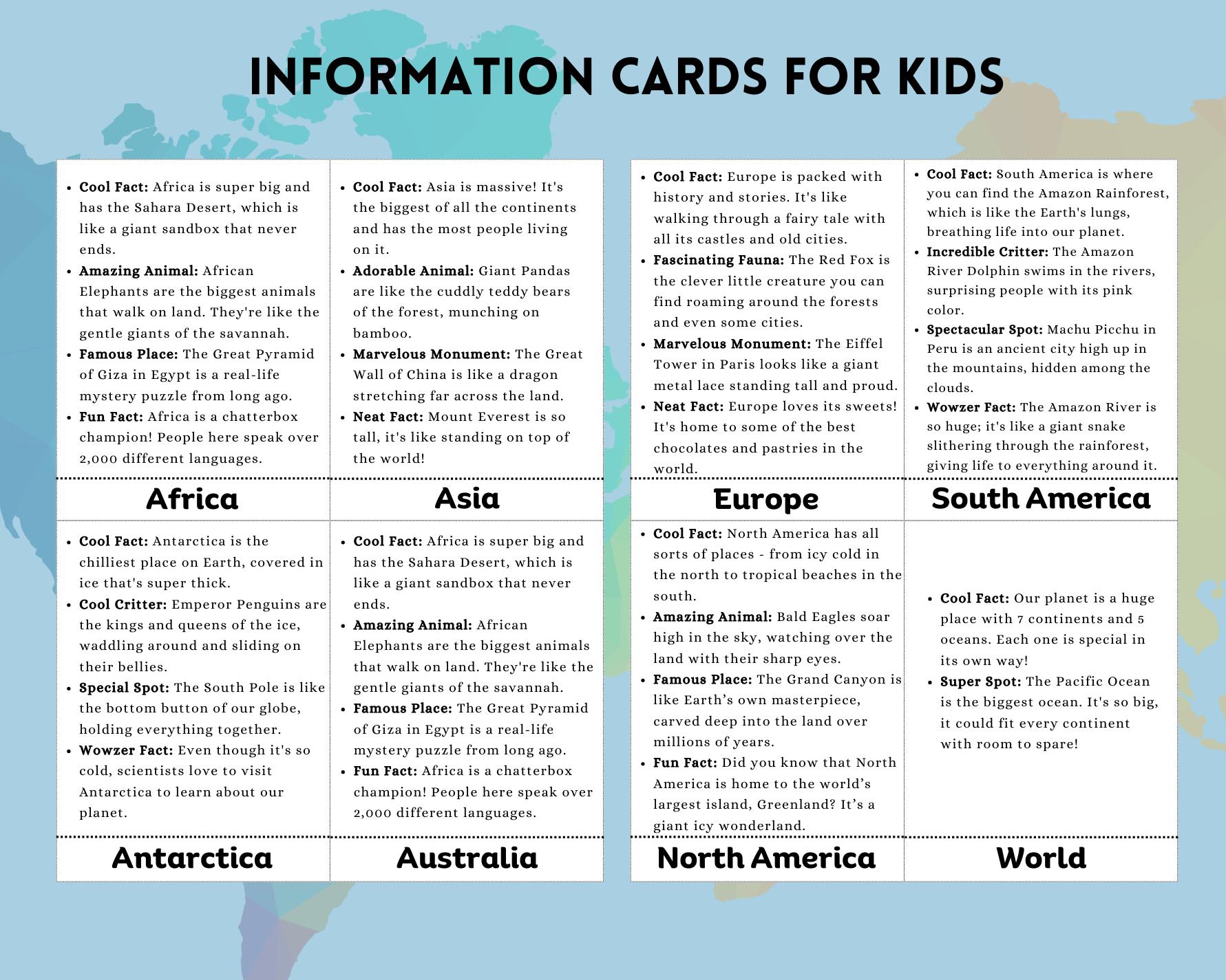 7 Continents Montessori Three-part Cards | World Map and Continent ...