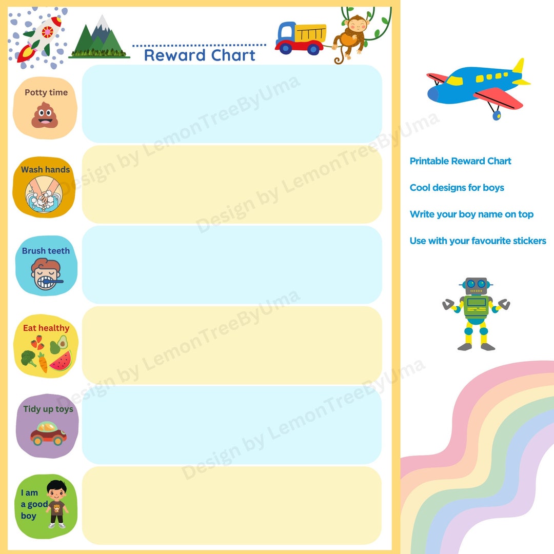 Printable Reward Chart for Boys - Etsy Australia