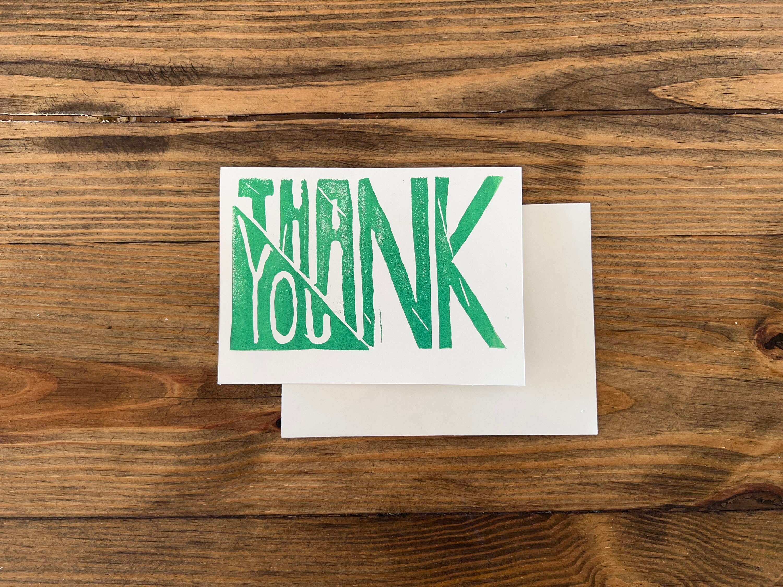 Thank You Card—greeting Card—block Print—handmade - Etsy