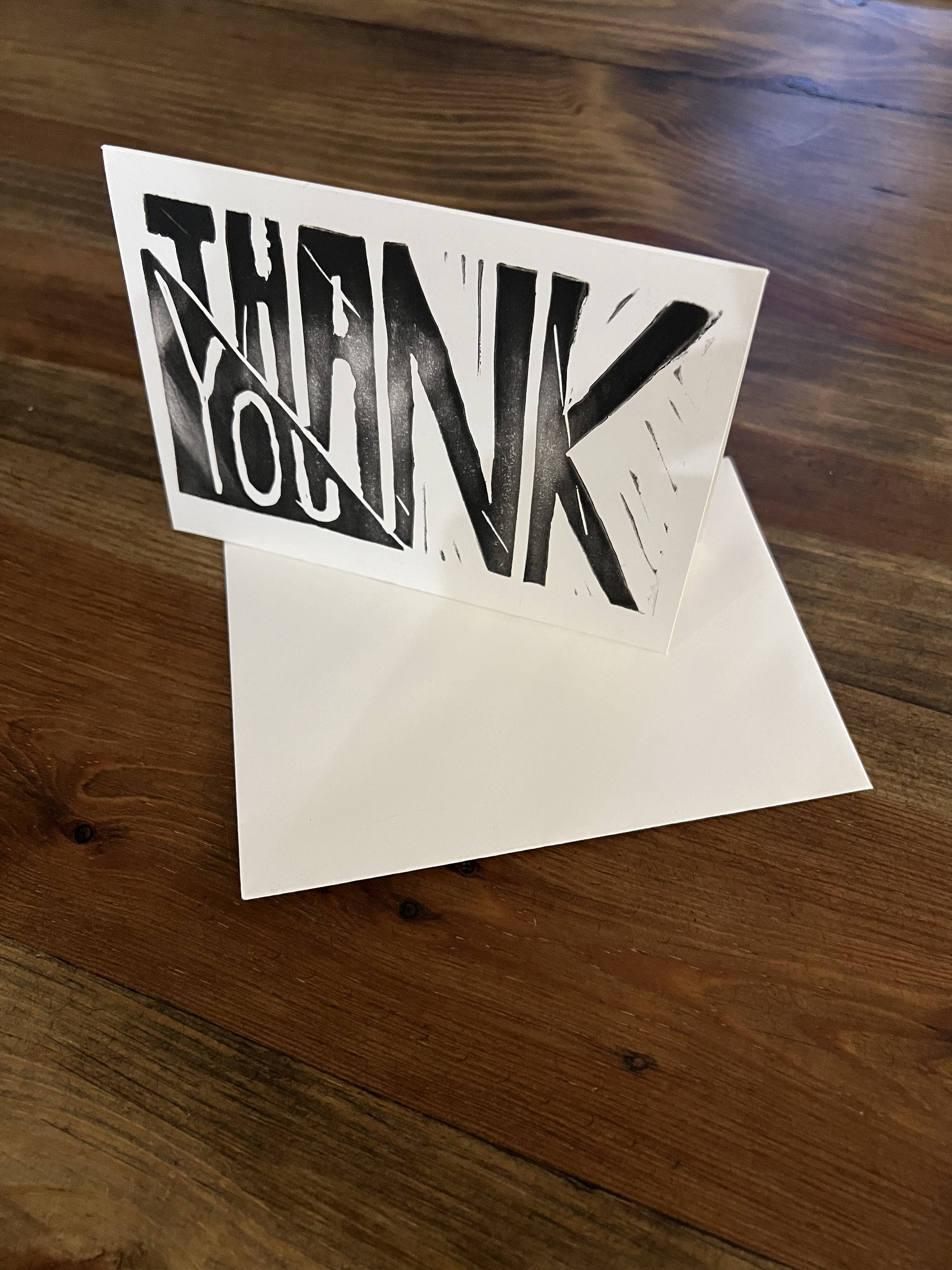 Thank You Card—greeting Card—block Print—handmade - Etsy