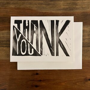 Thank You Card—greeting Card—block Print—handmade - Etsy
