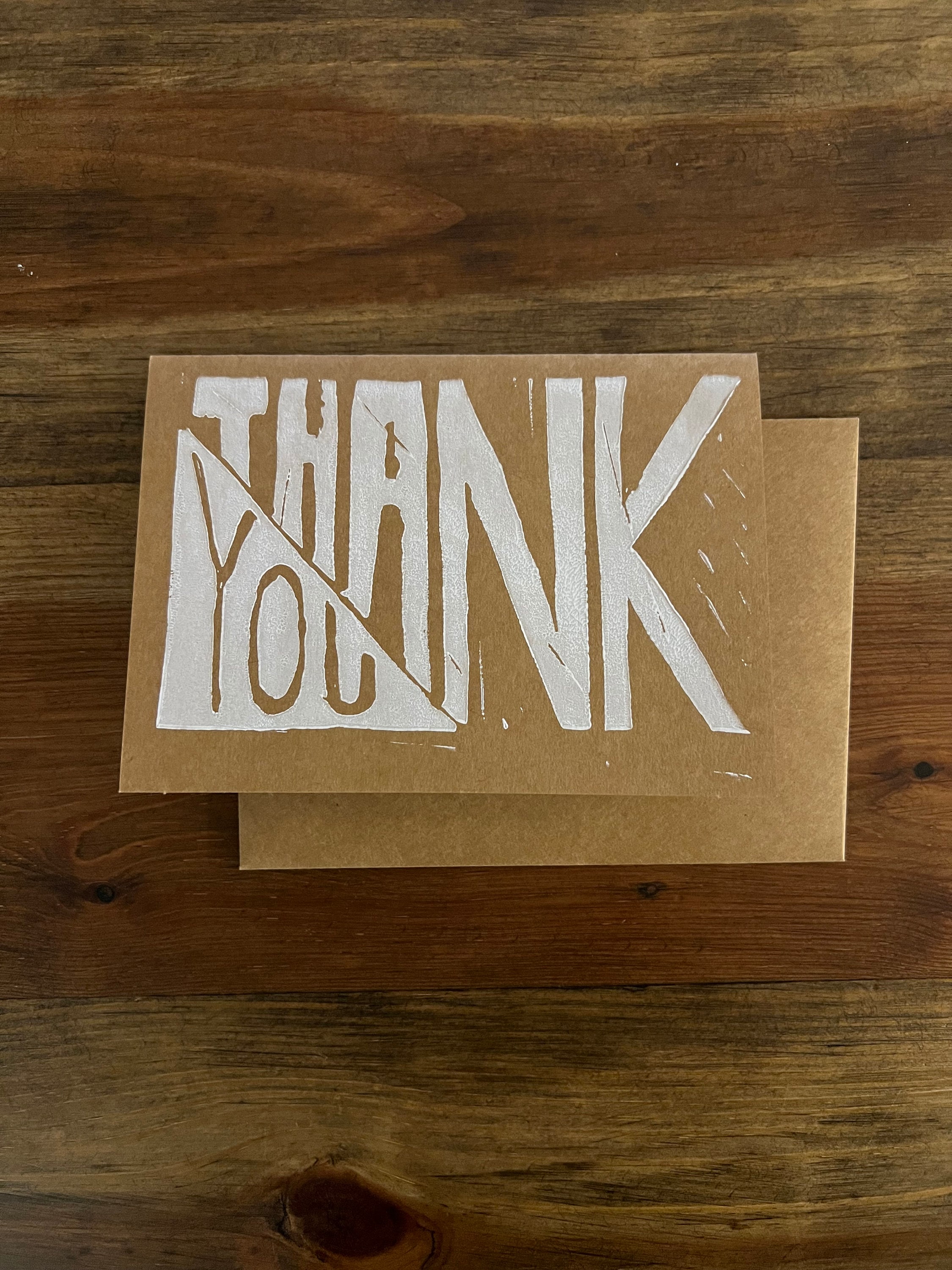 Thank You Card—greeting Card—block Print—handmade - Etsy