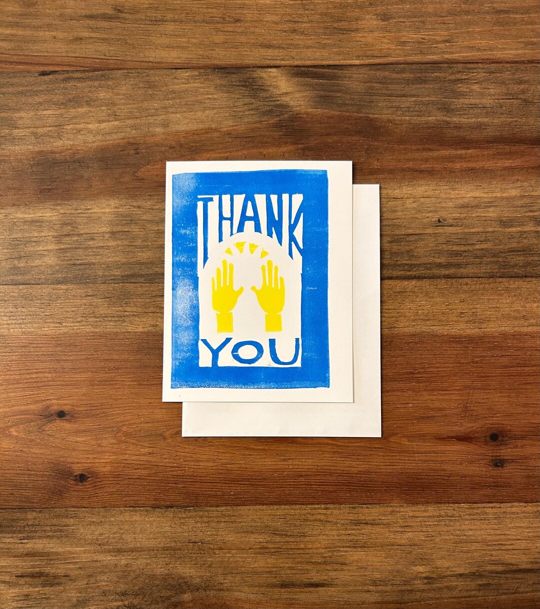 Emoji Thank You Card—greeting Card—block Print—handmade - Etsy