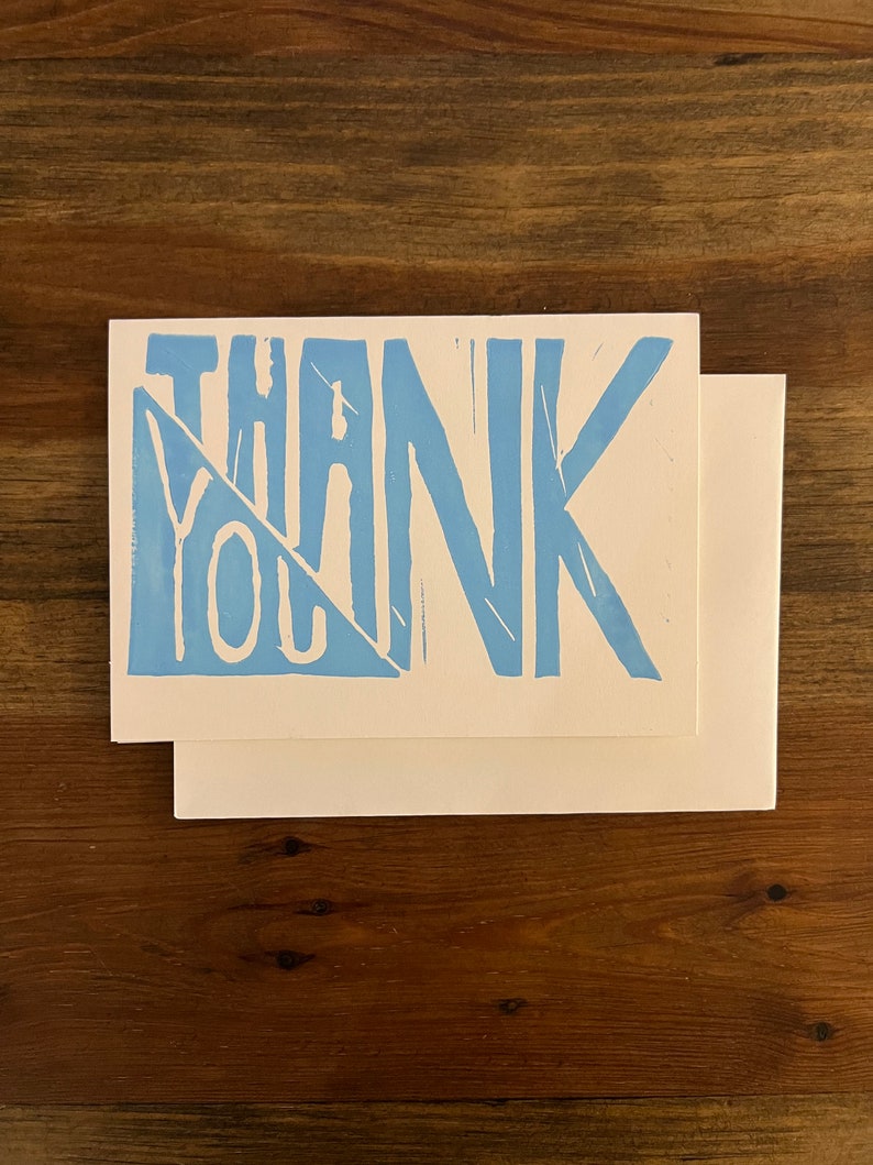 Thank You Card—greeting Card—block Print—handmade - Etsy