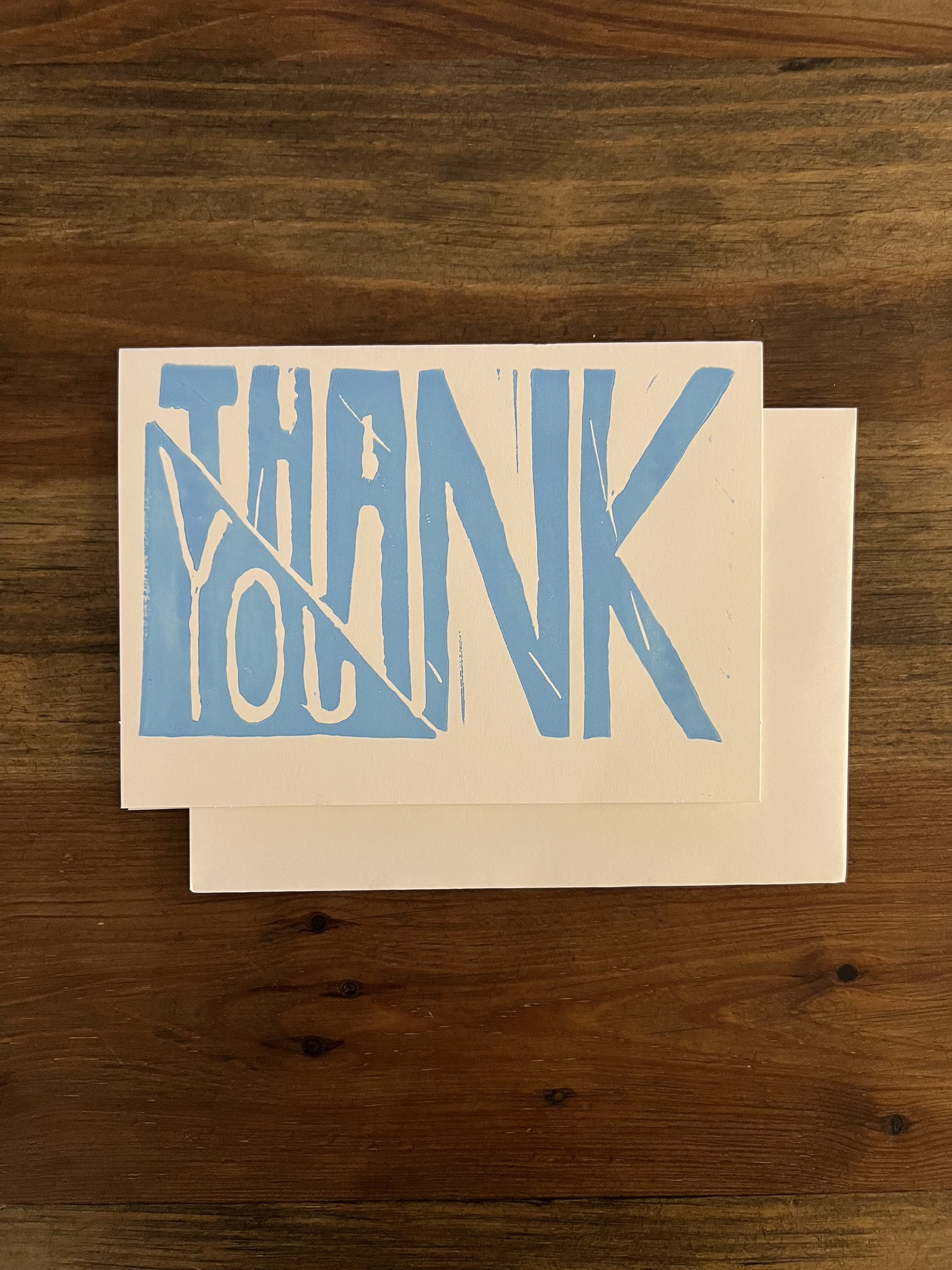 Thank You Card—greeting Card—block Print—handmade - Etsy