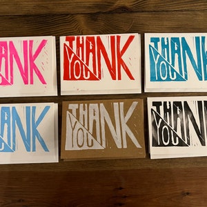 Thank You Card—greeting Card—block Print—handmade - Etsy