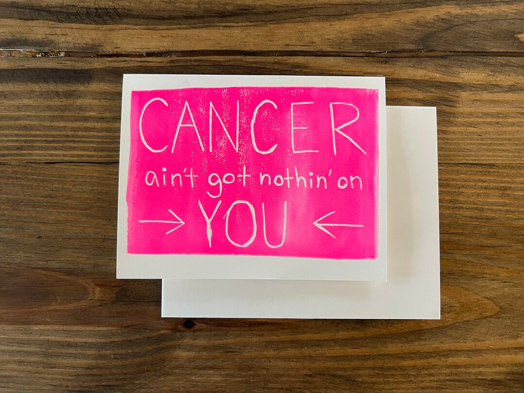 Beat Cancer Card—greeting Cards—block Print—handmade - Etsy